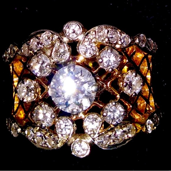 Jewelry | 14k Gold Basket Weave Diamond Ring | Poshmark